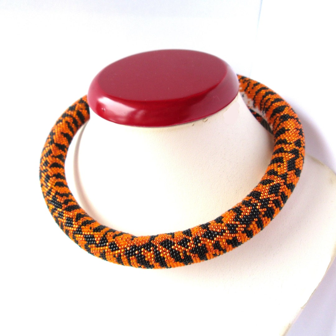 Orange Tiger Necklace for Women Tribal Collar Rope Animal Jewelry ...