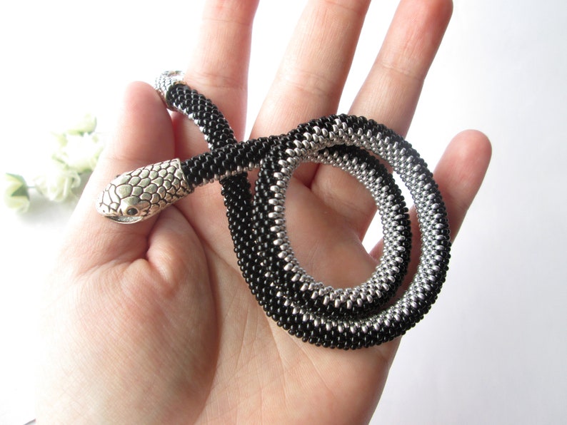 Silver snake necklace bracelet Snake jewelry Statement rope | Etsy