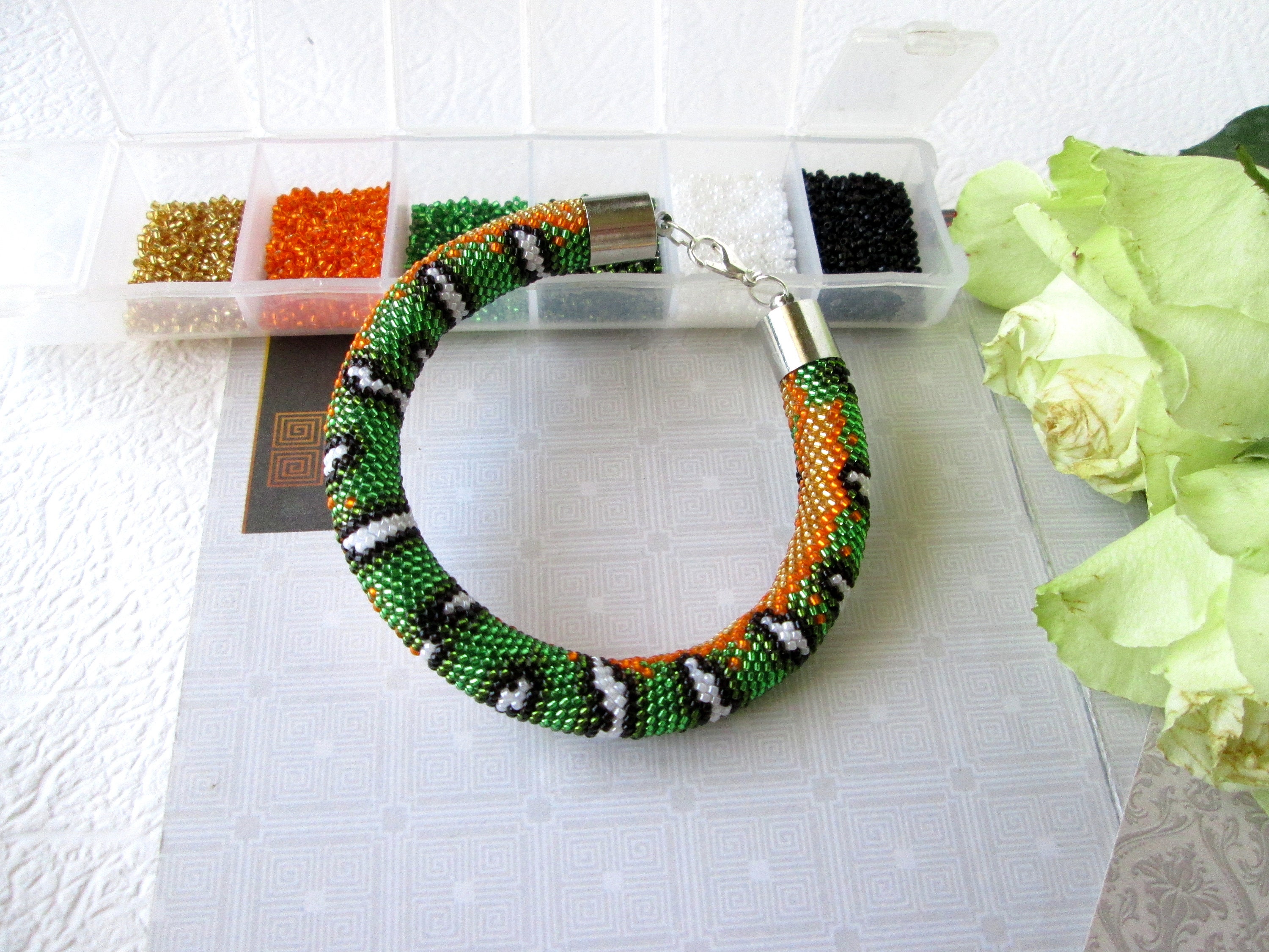 Bead Crochet bracelet Snake bracelet Python beaded bracelet | Etsy