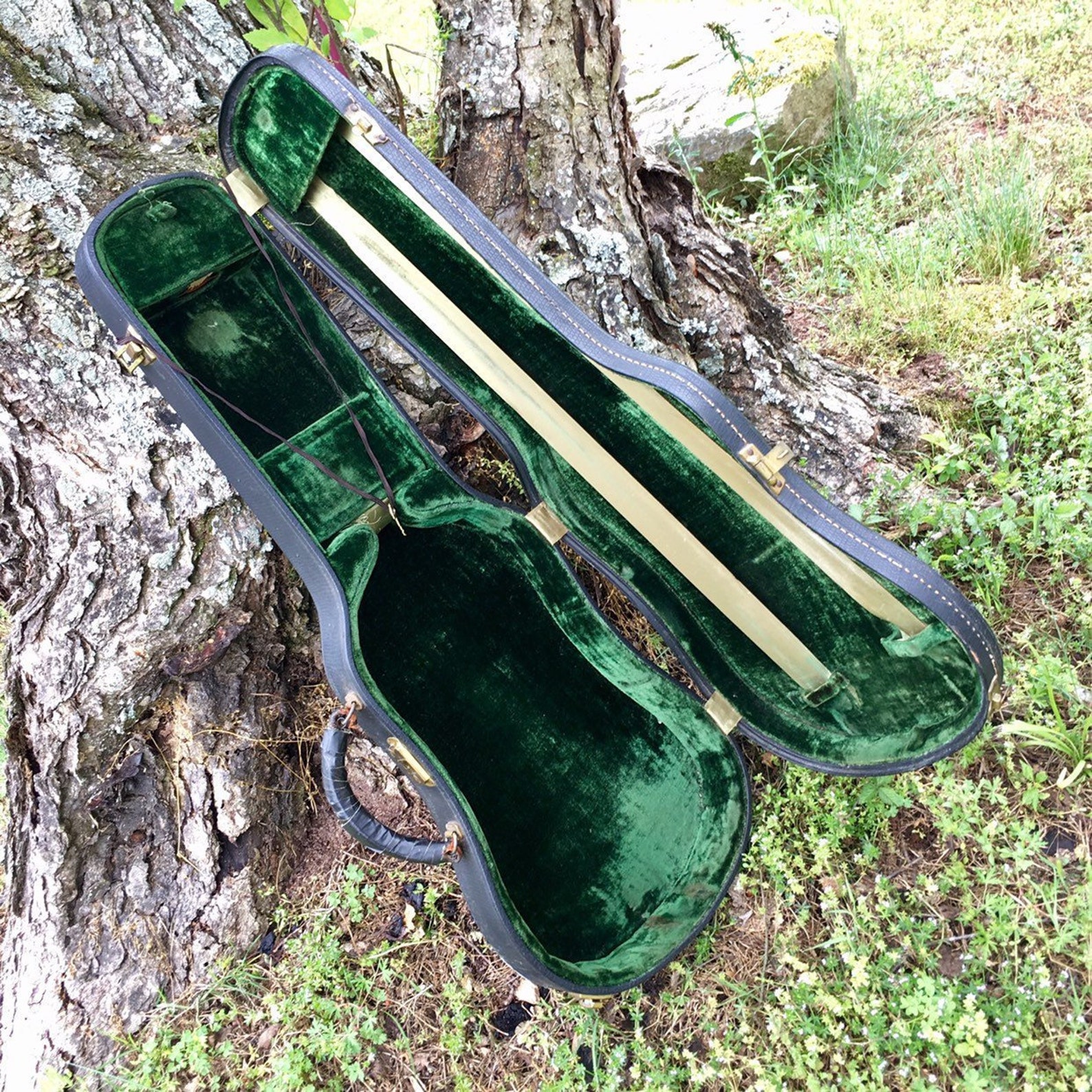 Vintage 1958 Lifton Violin Case With Key Emerald Green Crushed Velvet ...