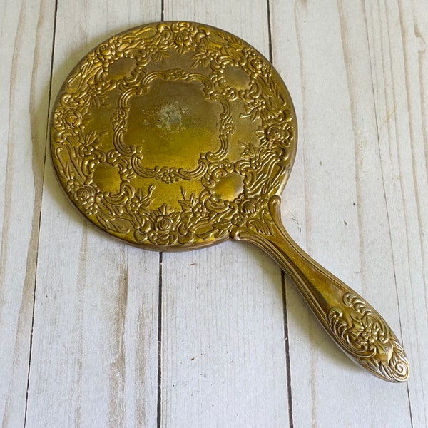 Antique Gold Hand Mirror - Etsy