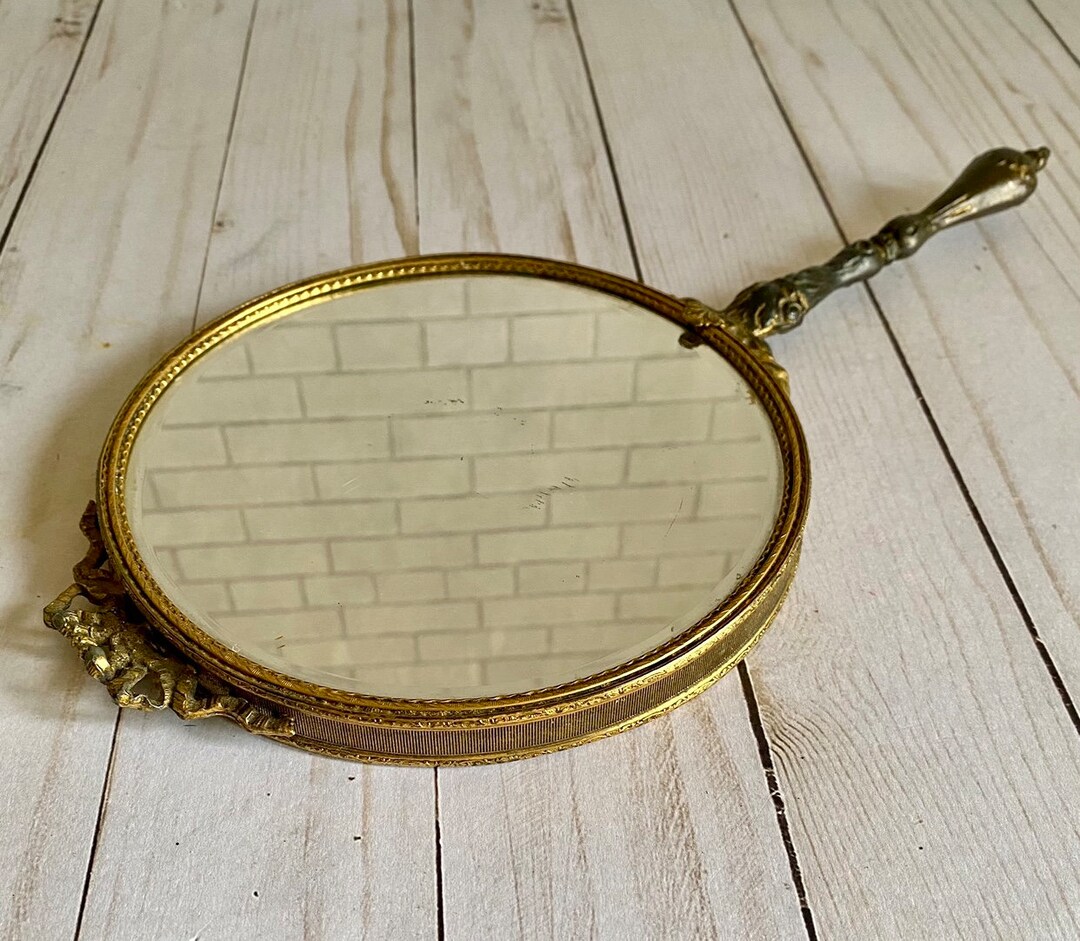 Antique Portait Backed Bronze Hand Mirror - Etsy