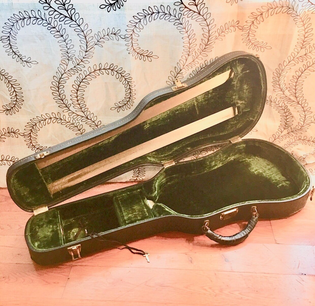 Vintage 1958 Lifton Violin Case With Key Emerald Green Crushed Velvet ...