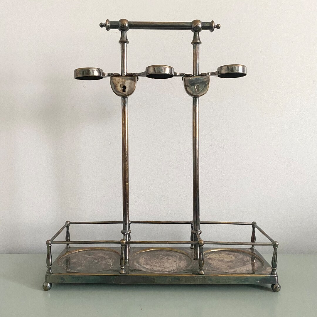 Late 19th Century Tantalus Liquor Decanter Stand 3 Bottle Locking Cruet ...