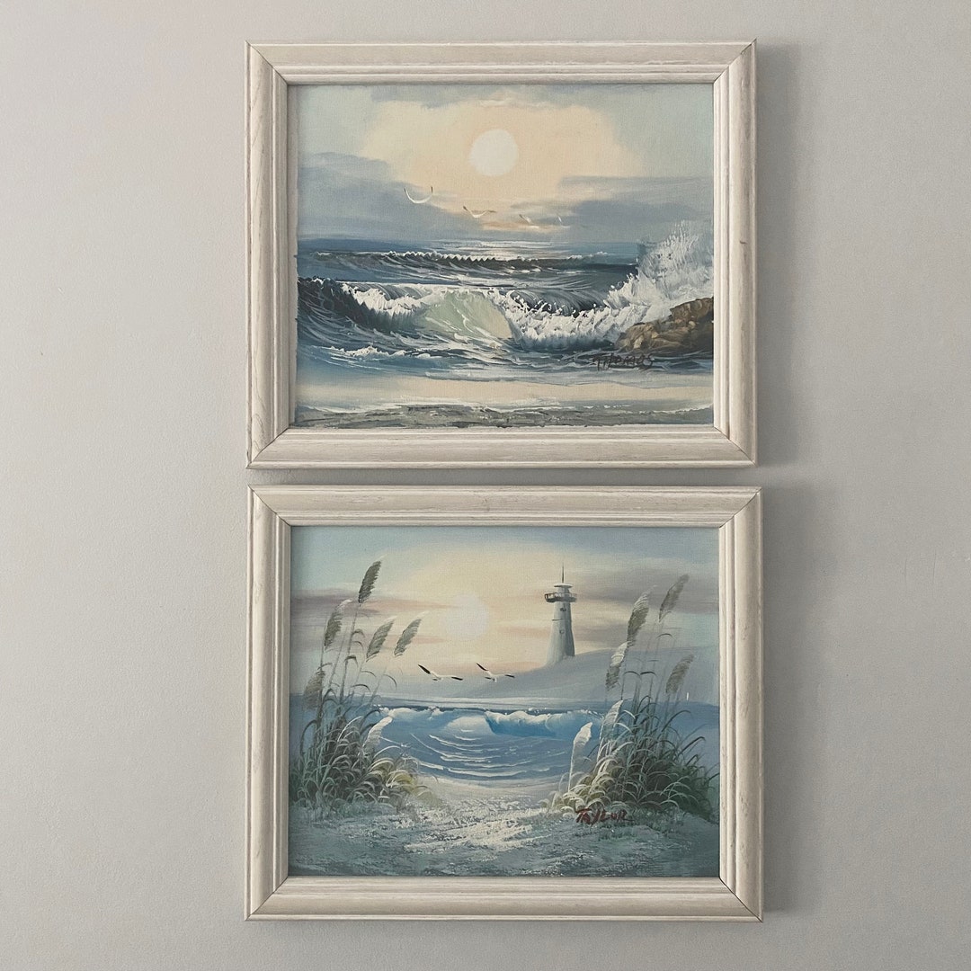 Vintage Roy Taylor and Thomas Signed Beach Seascape Framed Art Painting ...