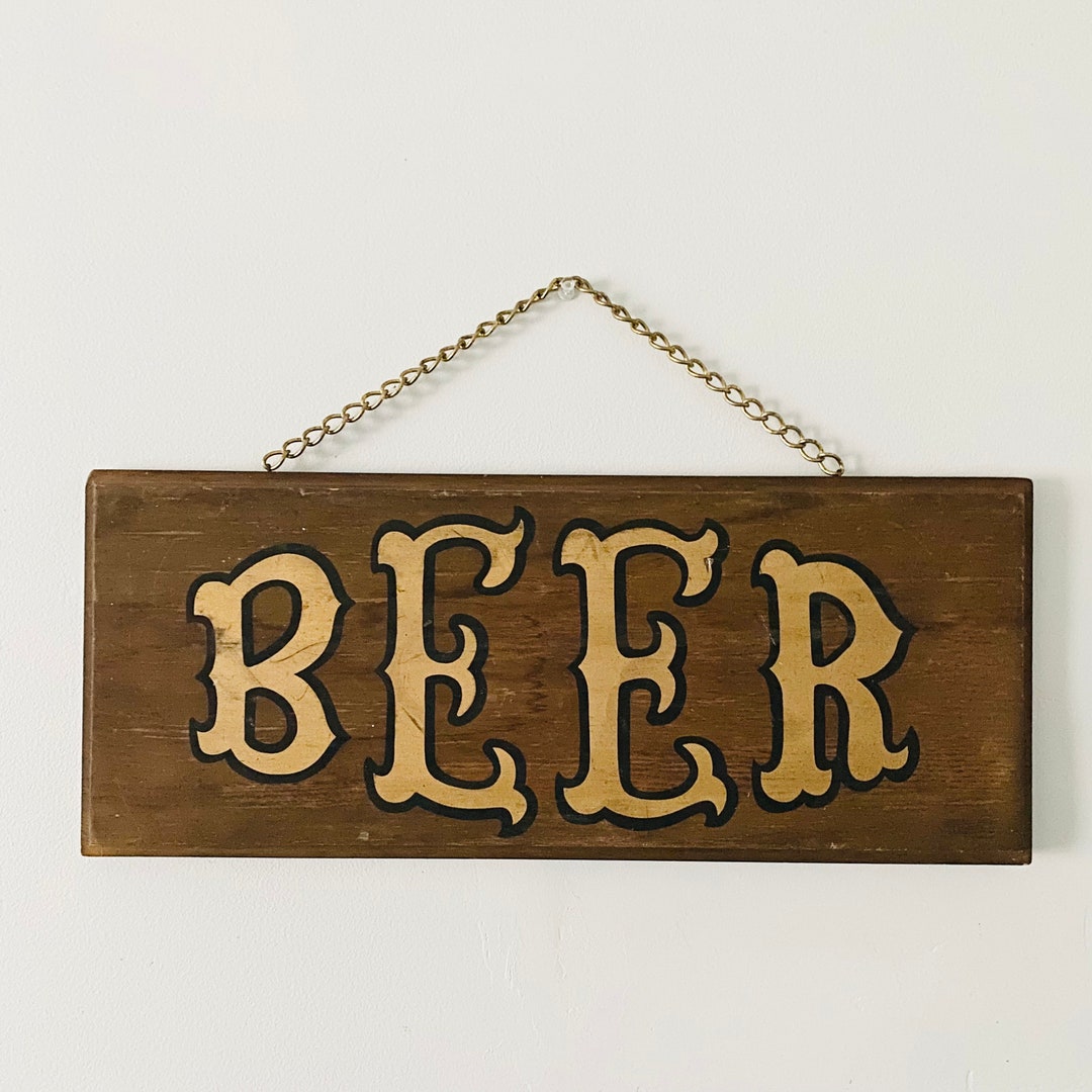 Vintage Hanging Beer Sign Hand Painted Lettering on Wood - Etsy