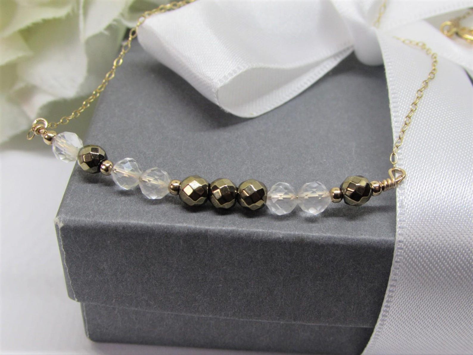 Fool's Gold Pyrite Necklace- EMF Protector Crystals- Wealth Talisman ...