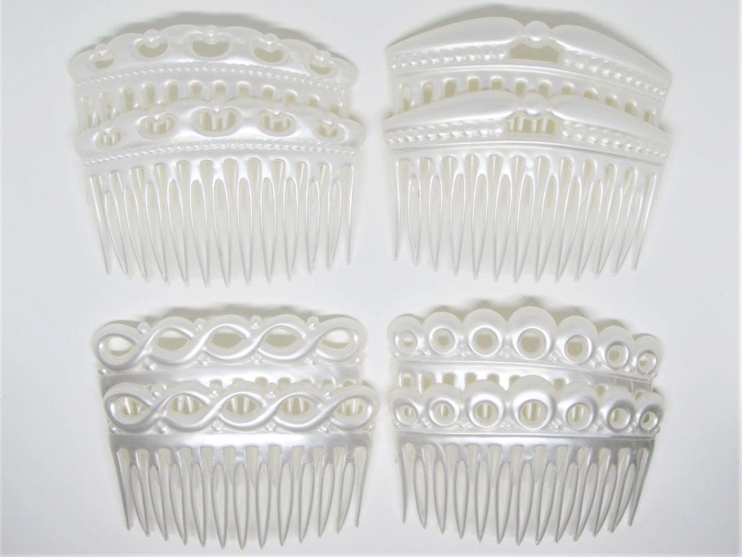 Vintage W. GERMANY White Pearlescent Hair Comb (set of 2), Faux Mother ...