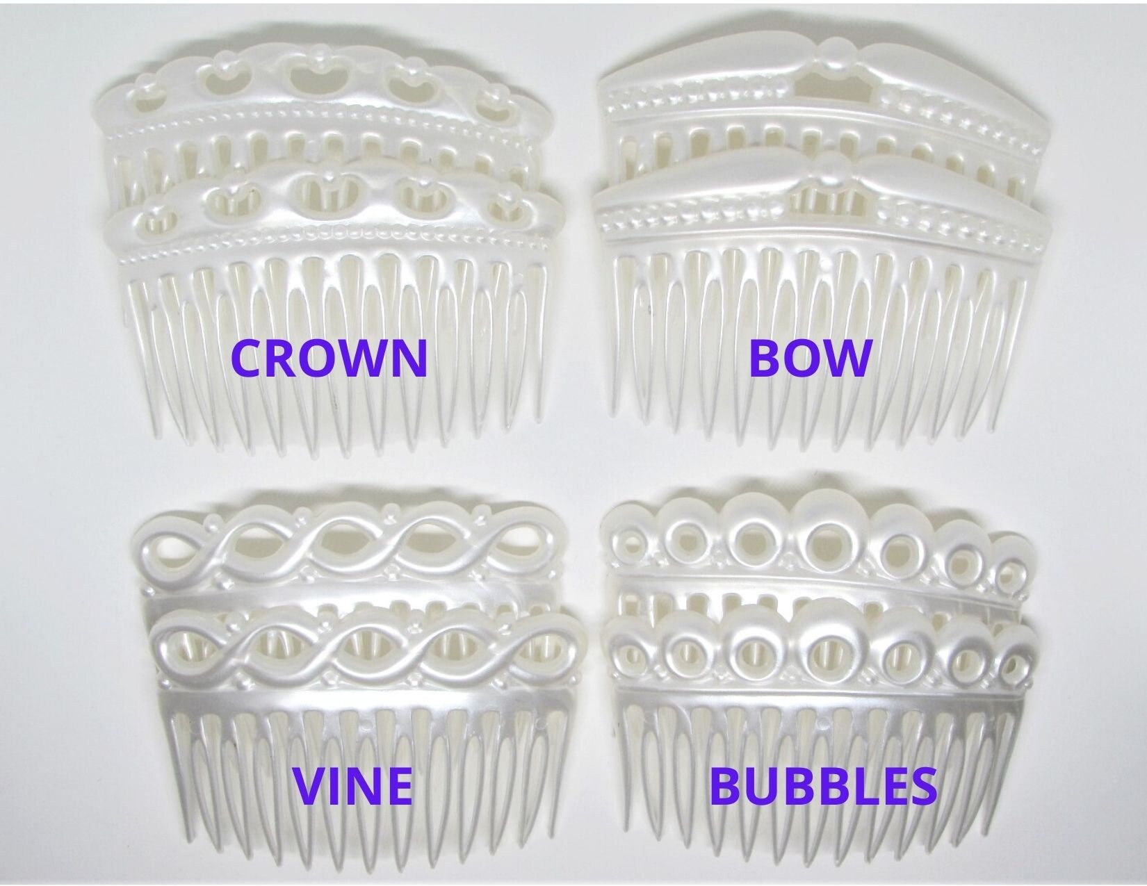 Vintage W. GERMANY White Pearlescent Hair Comb set of 2, Faux Mother of ...