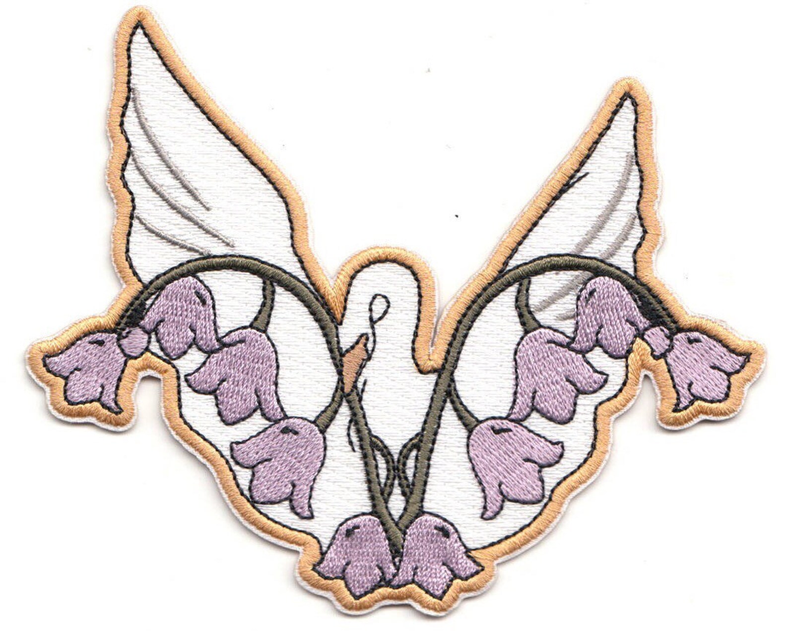 Embroidered Patch White Swan and the Bluebell Flowers Iron - Etsy