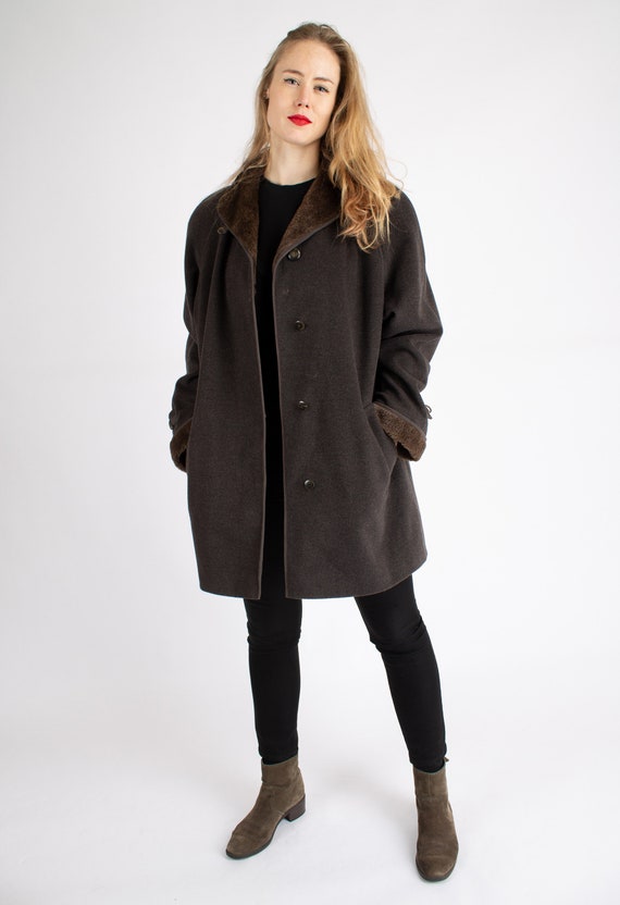 1970s Vintage Marcona Dark Grey Angora / Virgin Wool … - Gem