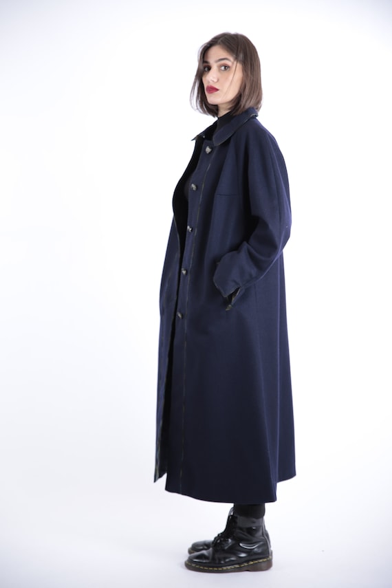 1970s Vintage Rare Dark Marine Blue Wool Loden Winter… - Gem