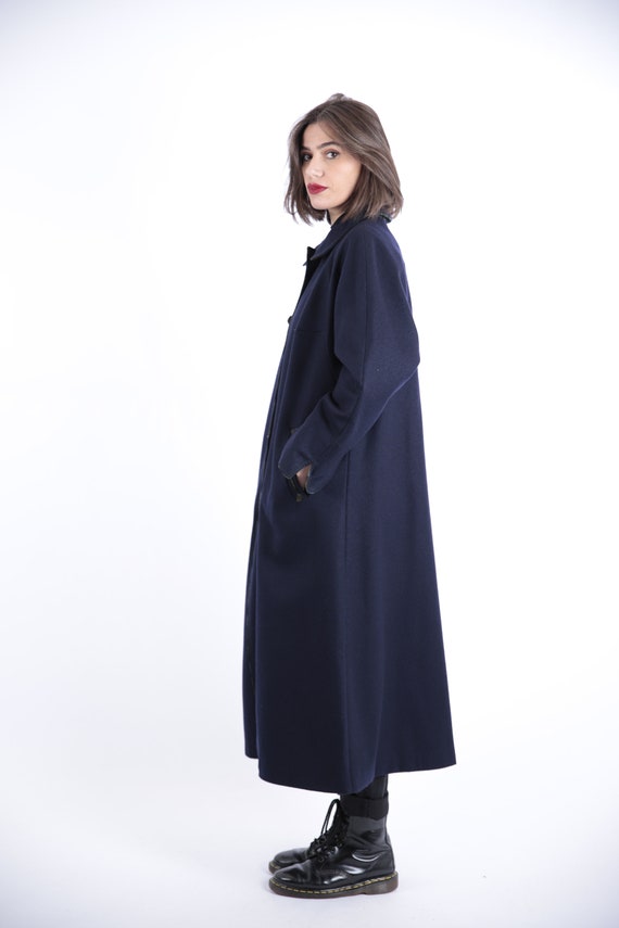 1970s Vintage Rare Dark Marine Blue Wool Loden Winter… - Gem