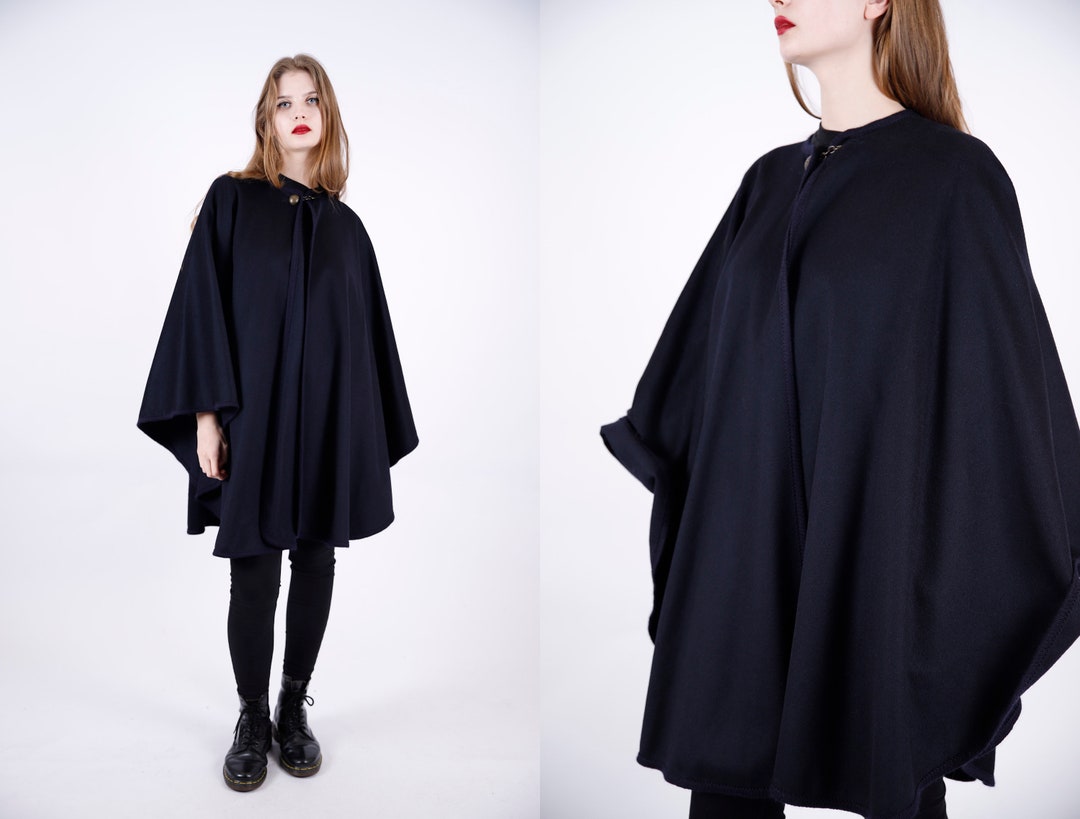 1960s Vintage Dark Marine Blue Poncho Wool Loden Steinbock Winter ...