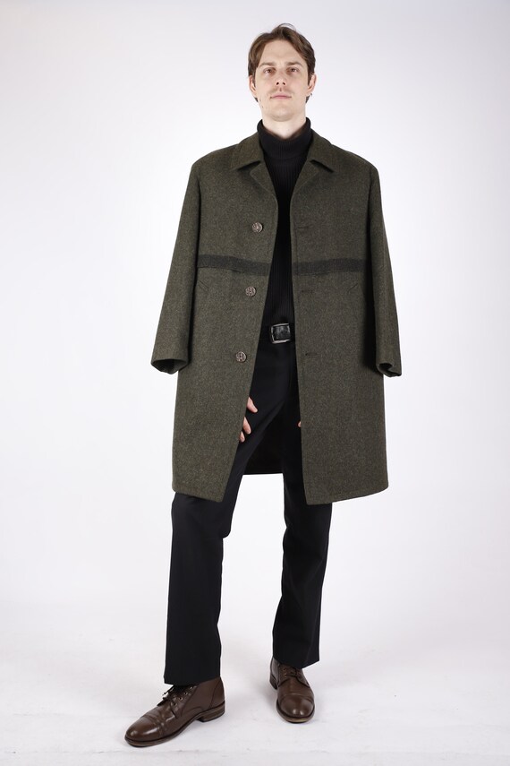 1970s Vintage Austrian Green Olive Wool Loden Longcoa… - Gem