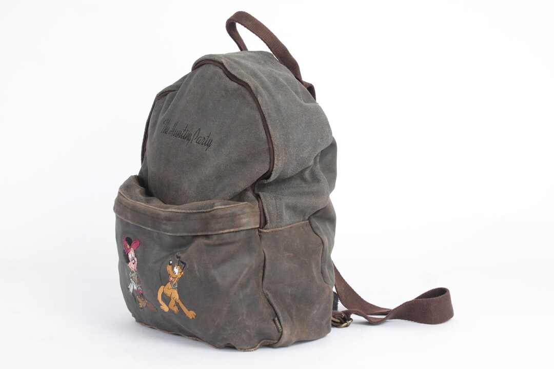 Vintage Sturdy Grey Suede Disney Mickey Mouse Distressed Leather ...