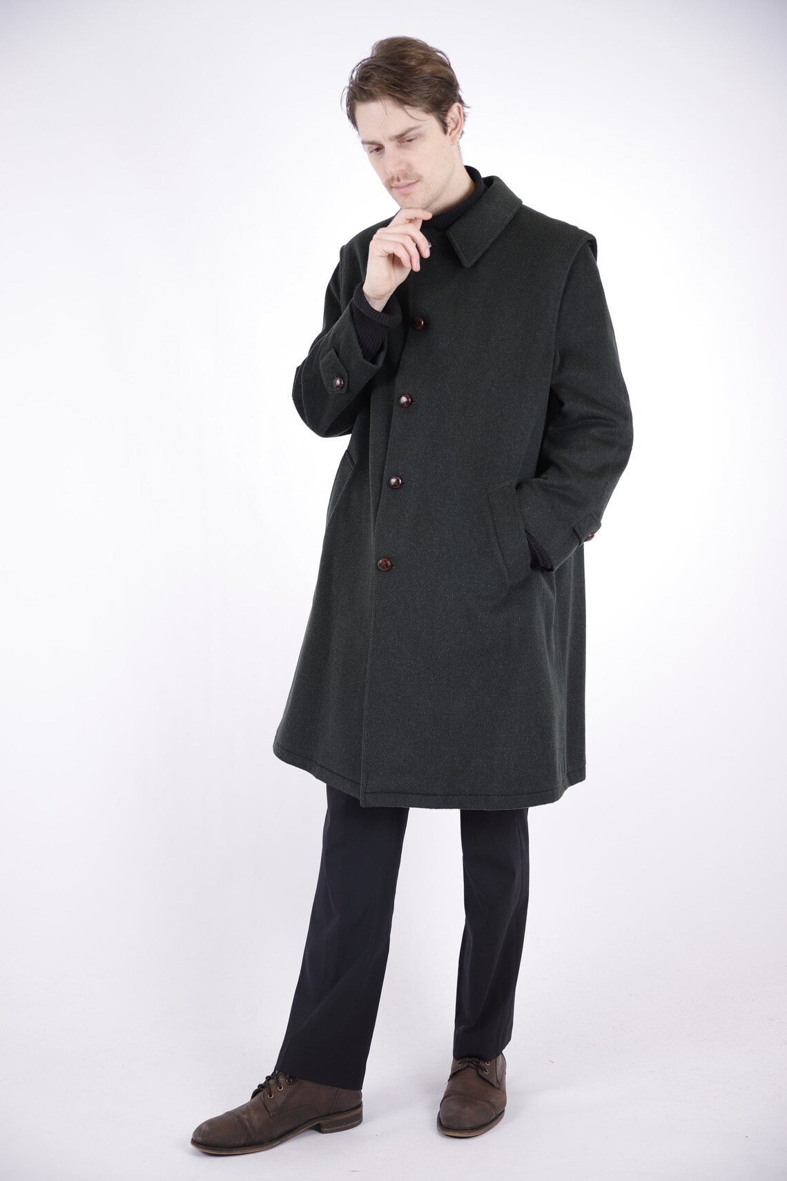 1970s Vintage Italian Green Olive Wool Alpaca Loden Longcoat - Etsy