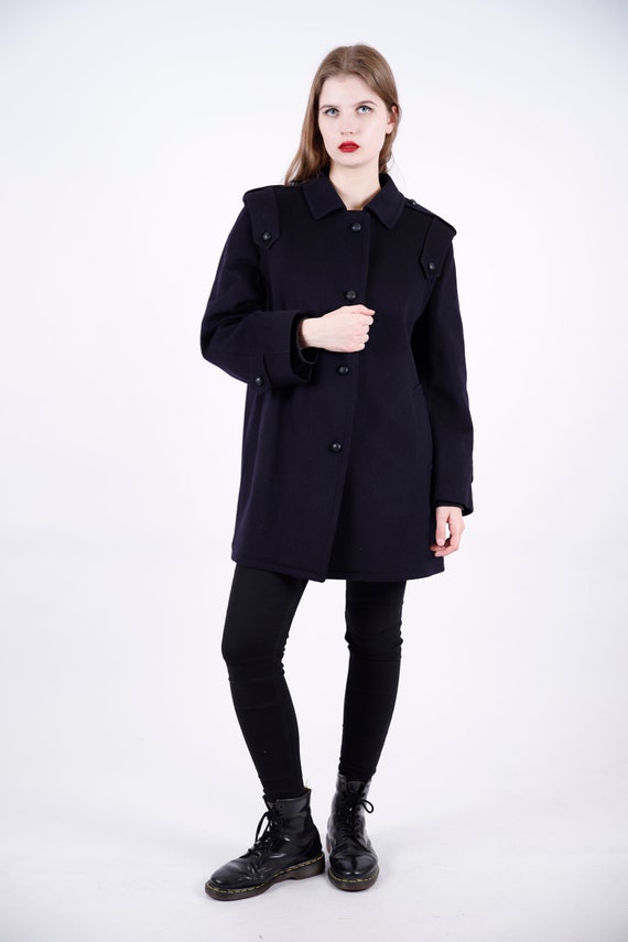 1970s Vintage Dark Marine Loden Blue Wool Winter Autu… - Gem