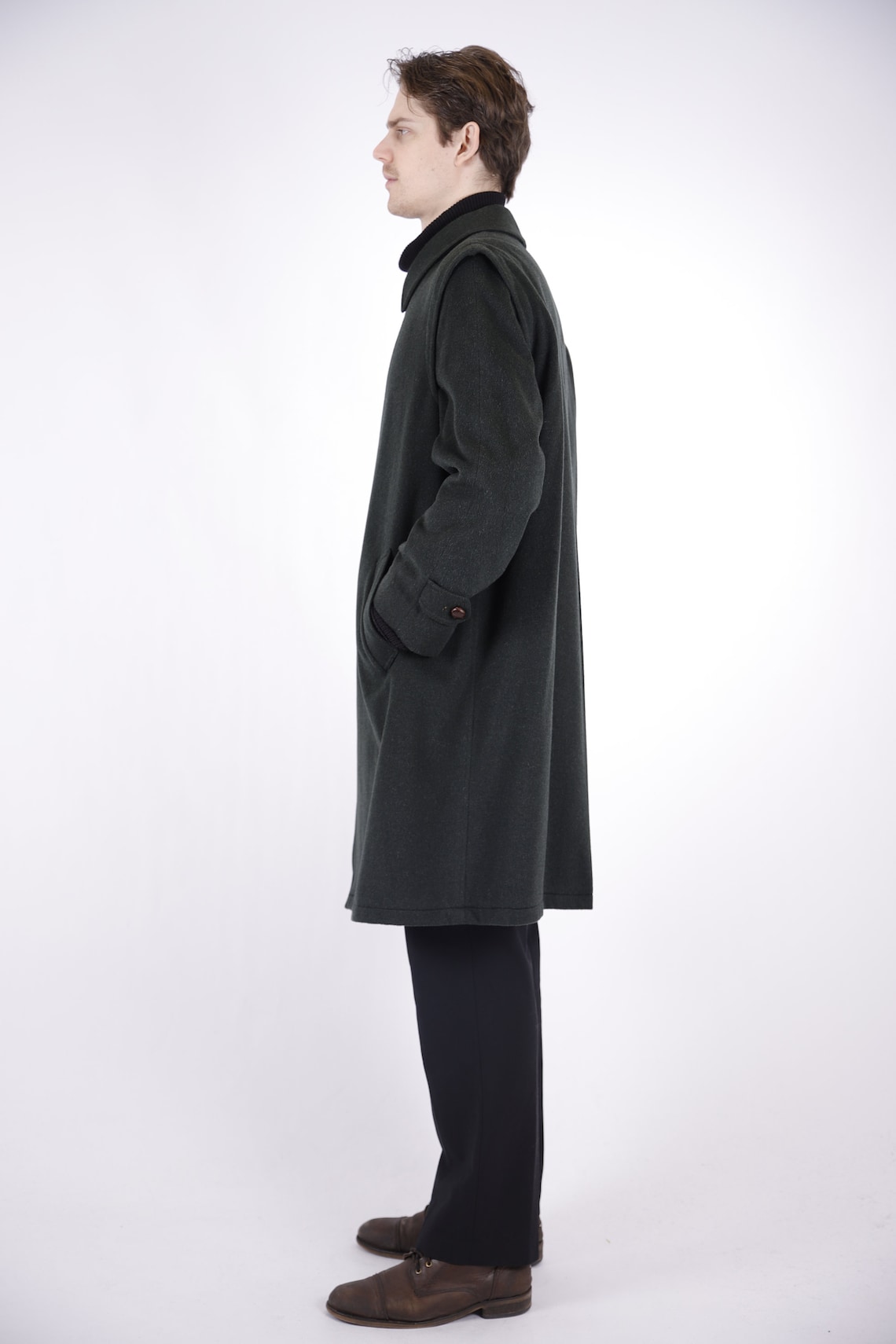 1970s Vintage Italian Green Olive Wool Alpaca Loden Longcoat - Etsy