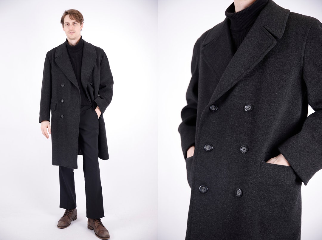 1970s Vintage Dark Grey Coat Loden Heavy Wool Winter Autumn Longcoat ...