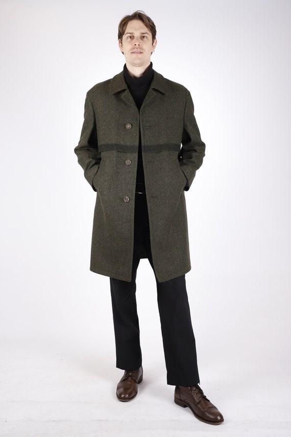 1970s Vintage Austrian Green Olive Wool Loden Longcoa… - Gem