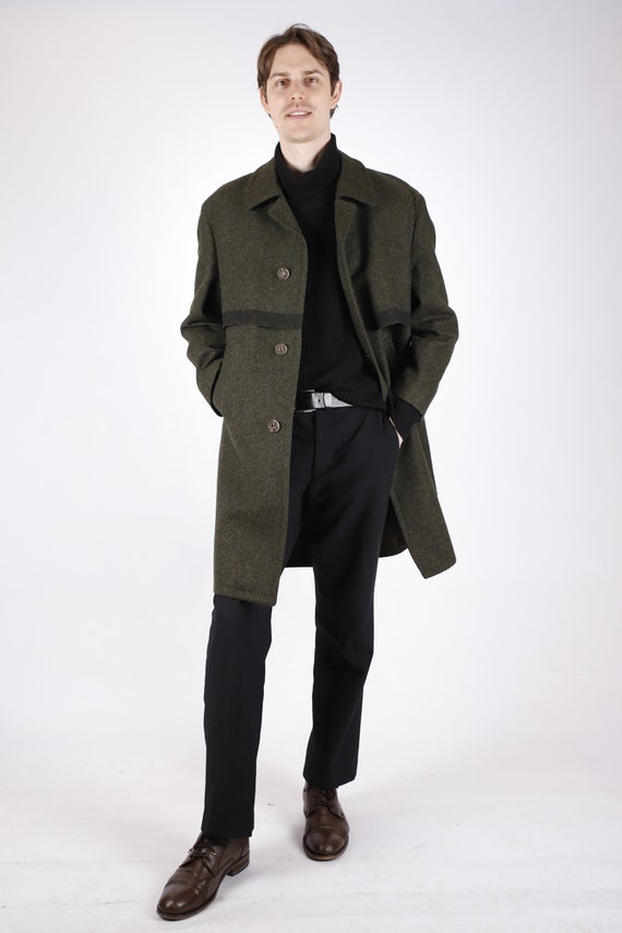 1970s Vintage Austrian Green Olive Wool Loden Longcoa… - Gem