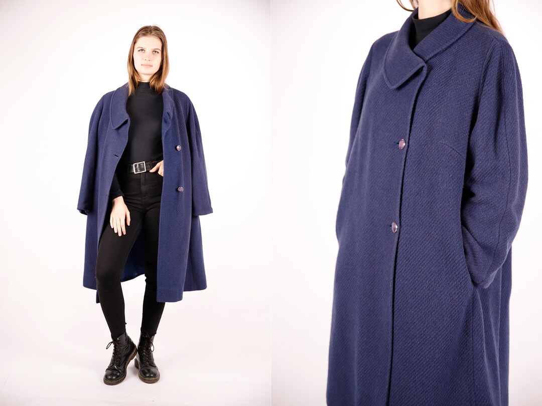 1980s Vintage Purple Winter Coat Winter Wool Topcoat Greatcoat Jacket ...