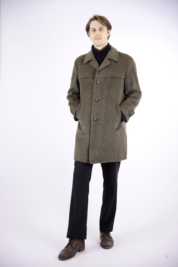 1970s Vintage Green Olive Wool Loden Longcoat Greatco… - Gem