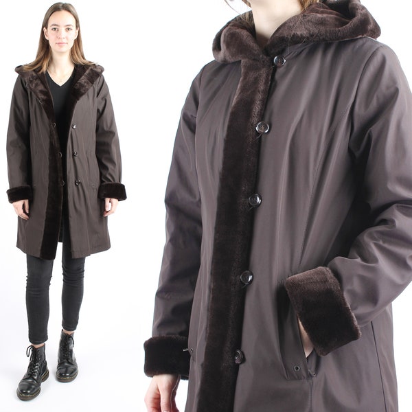 Faux Fur Collar and Cuffs Coat - Etsy UK