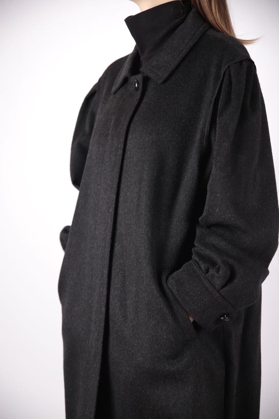 1970s Vintage Dark Grey Wool Loden Greatcoat Overcoat… - Gem