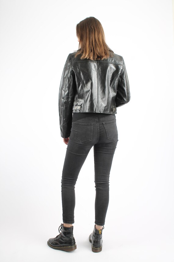 1990s Vintage Black Greaser Leather Perfecto Oversize… - Gem