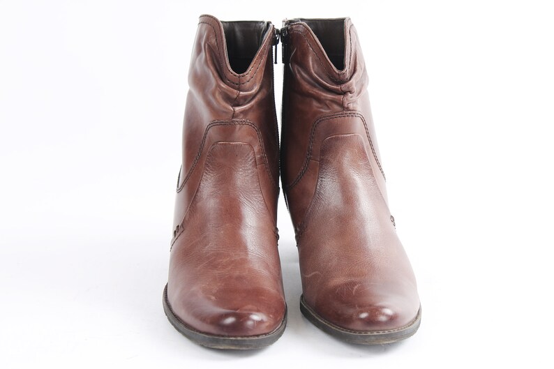 US10.5 Vintage Brown Leather Zipper Festival Boots for Women - Etsy