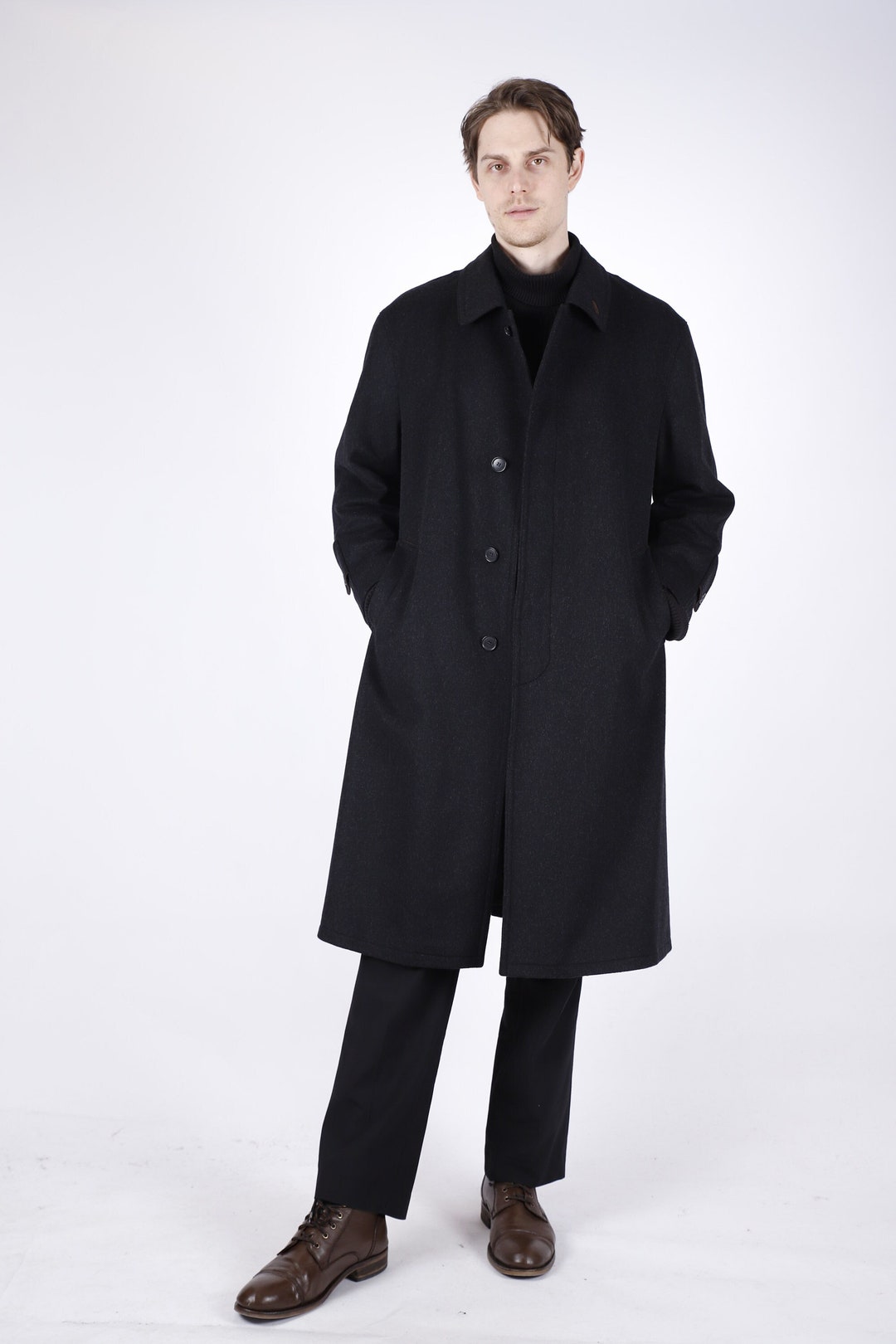 1970s Vintage Loden Wool Blend Overcoat: Men's Dark Grey Topcoat - Etsy