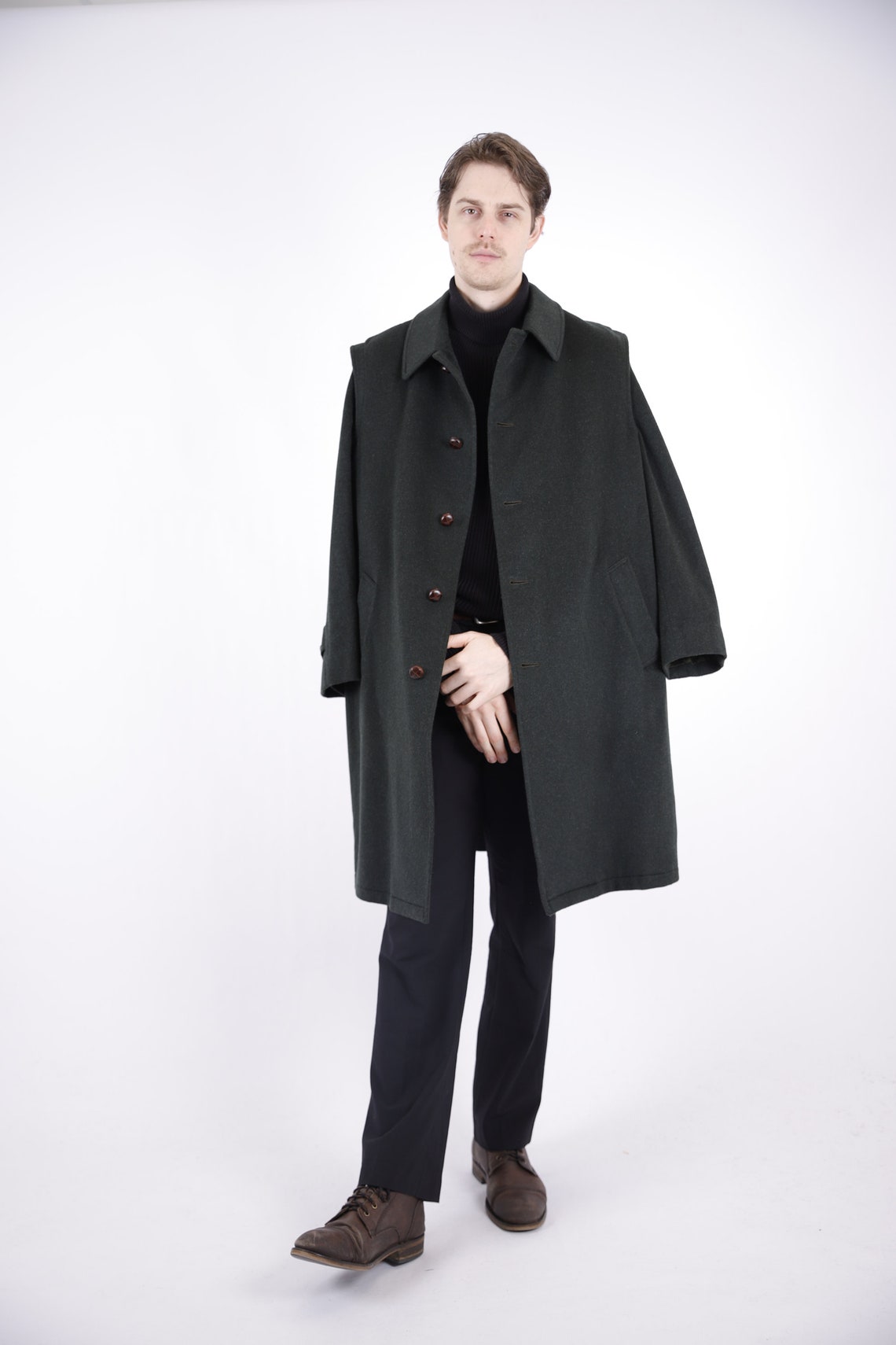 1970s Vintage Italian Green Olive Wool Alpaca Loden Longcoat - Etsy