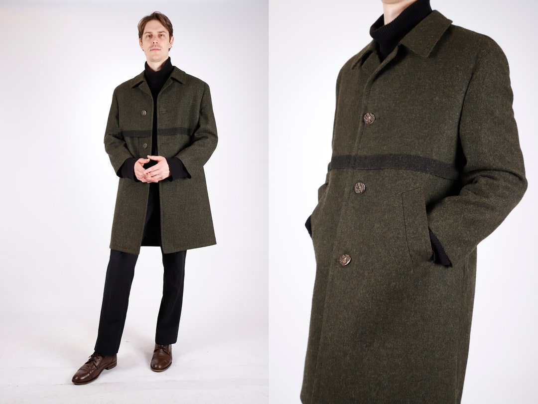 1970s Vintage Austrian Green Olive Wool Loden Longcoat Greatcoat ...