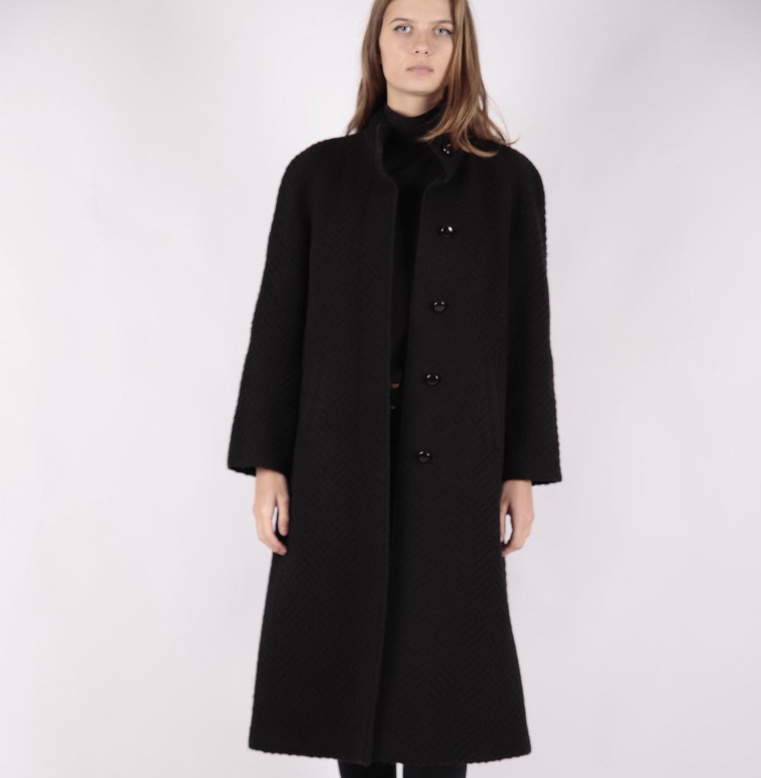 1970s Vintage Dark Grey Wool Greatcoat Overcoat Winter Gray Autumn Coat ...