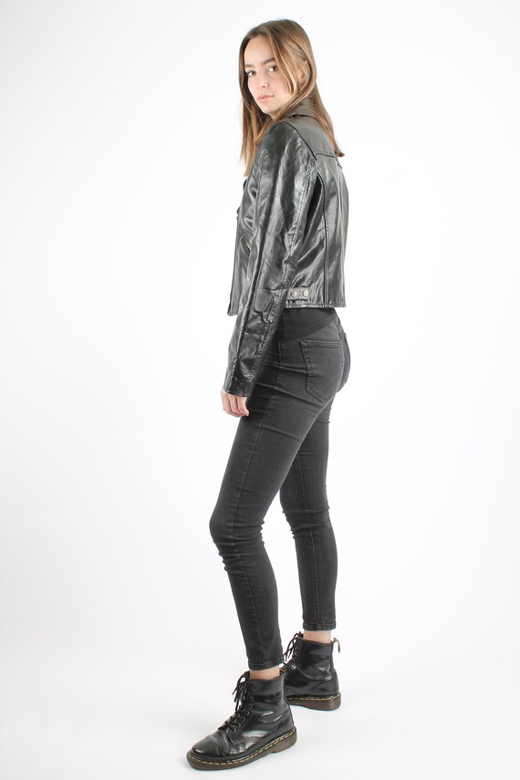 1990s Vintage Black Greaser Leather Perfecto Oversize… - Gem