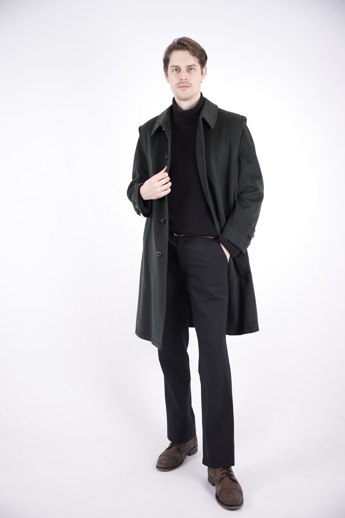 1970s Vintage Italian Green Olive Wool Alpaca Loden Longcoat - Etsy