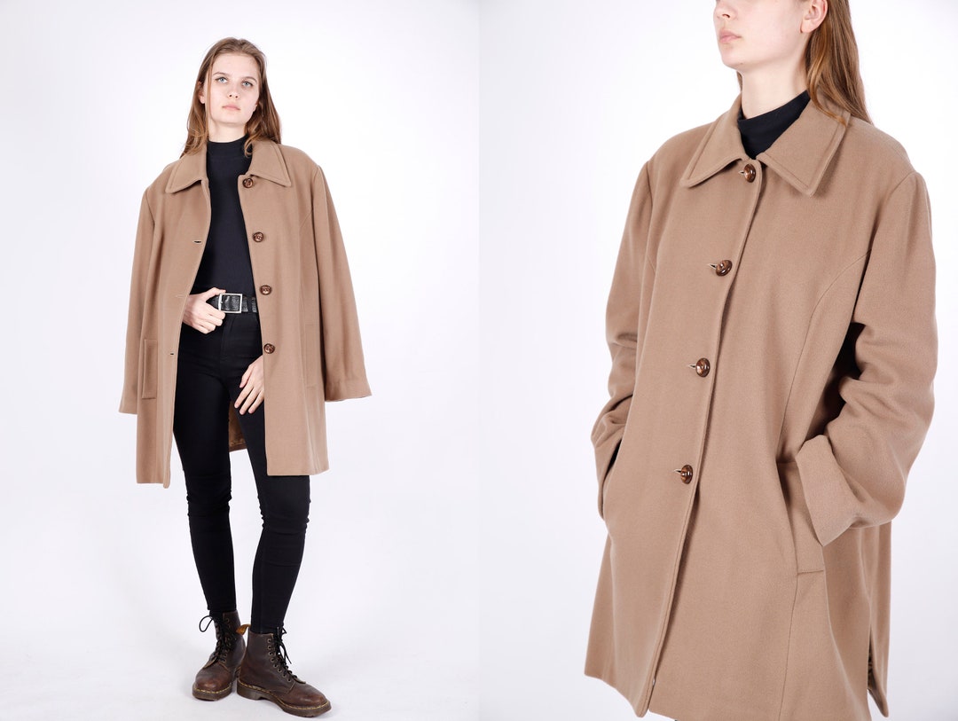 1970s Vintage Beige Tan Camel Winter Wool Winter Autumn Topcoat Coat ...
