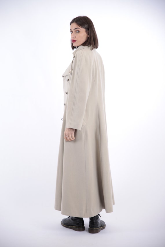 1970s Vintage Light Cream Beige Wool Longcoat Overcoa… - Gem