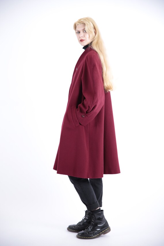 1970s Vintage Burgundy Red Crimson Wool Loden Winter … - Gem