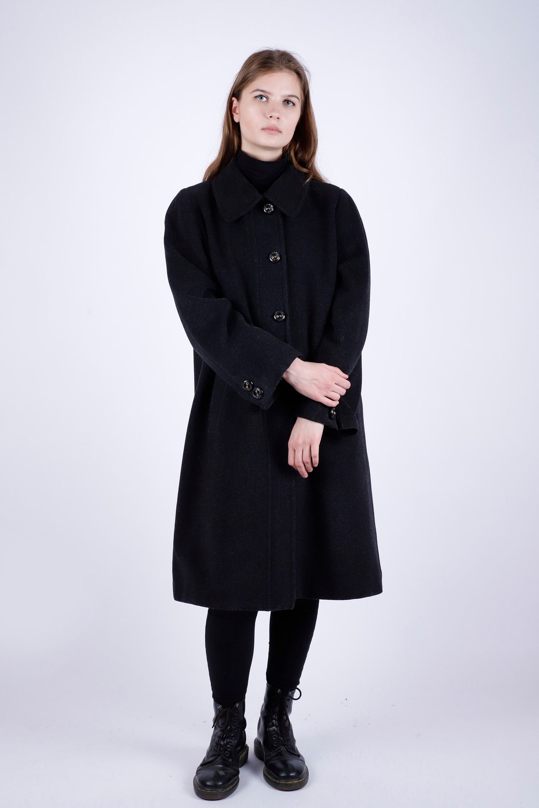 1970s Vintage Grey Italian Wool Greatcoat Overcoat Winter Gray Autumn ...