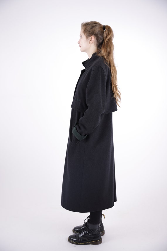 1970s Vintage Dark Grey Wool Loden Greatcoat Overcoat… - Gem
