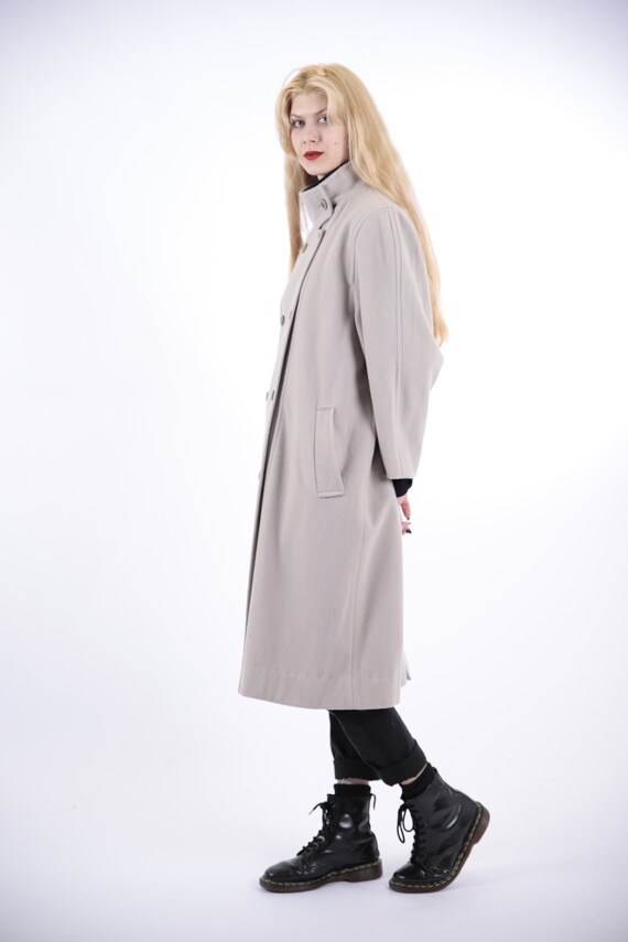 1970s Vintage Cream Beige Wool Longcoat Overcoat Lode… - Gem