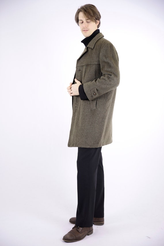 1970s Vintage Green Olive Wool Loden Longcoat Greatco… - Gem