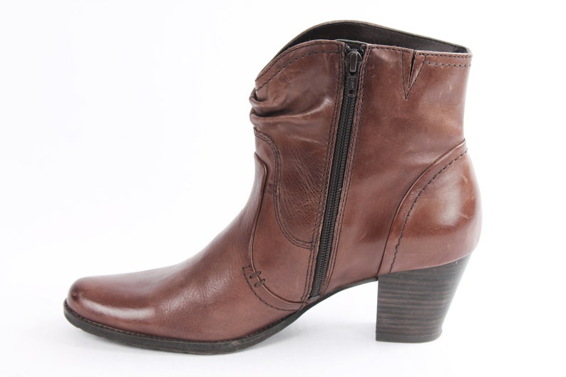 US10.5 Vintage Brown Leather Zipper Festival Boots for Women - Etsy