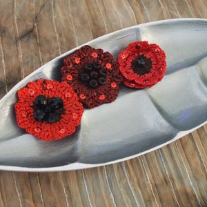 Burgundy Remembrance Poppy Brooch Recycled From Plastic Bags. Flower ...