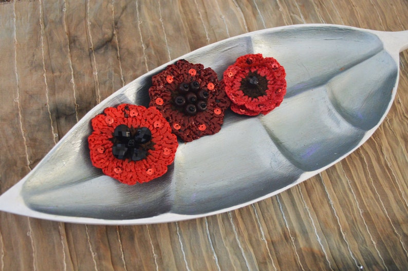 Burgundy Remembrance Poppy Brooch Recycled From Plastic Bags. Flower ...