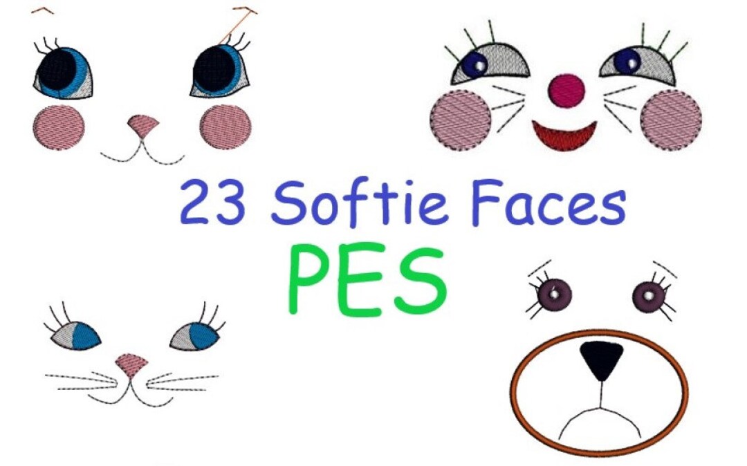 BUNDLE, Pes, ITH, in the Hoop, Doll Face Machine Embroidery, Handmade ...