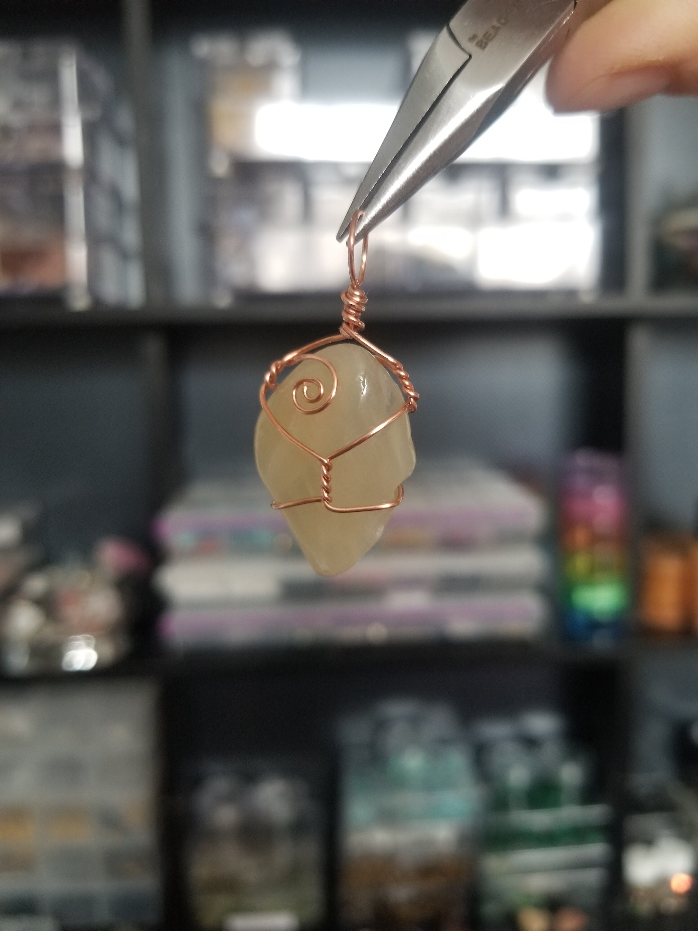 Moonstone Pendant in Copper Wire Wrapping Swirl Filigrees - Etsy